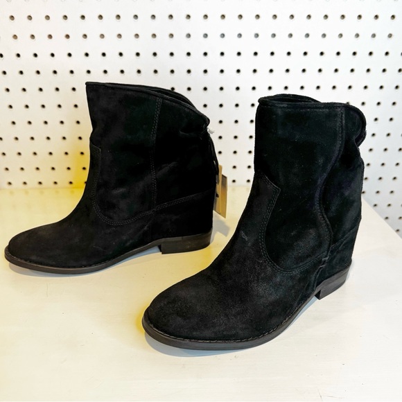 Zara | Shoes | Zara Trf Trafaluc Black Suede Leather Hidden Wedge Ankle ...